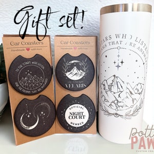 ACOTAR Gift Set | Engraved Tumbler & 2 Sets of Car Coasters | Great for ...