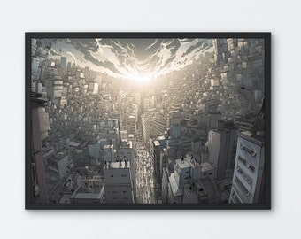 Detroit Michigan Cityscape Illustration Digital File - Etsy