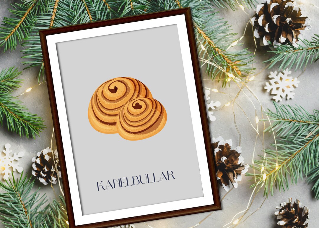 Festive Cinnamon Buns (bullar) Printable Art - Vertical Layout, Swedish ...