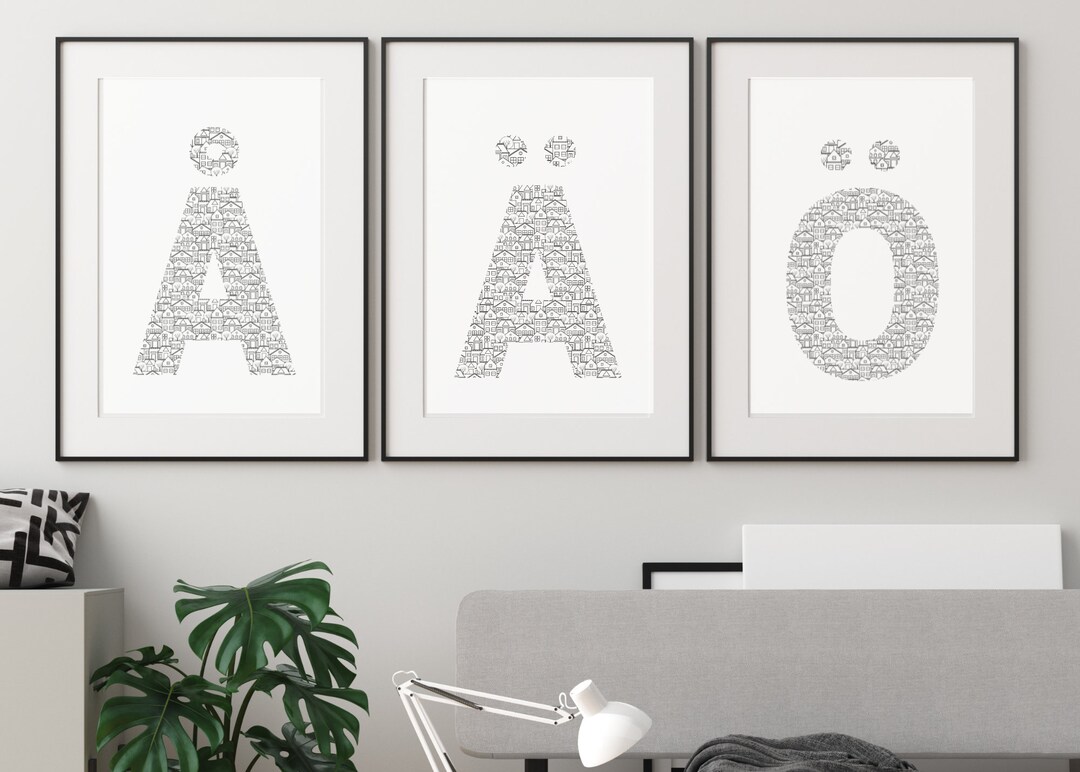 Tiny Houses, Set of Three Prints, Swedish Typography Design ...