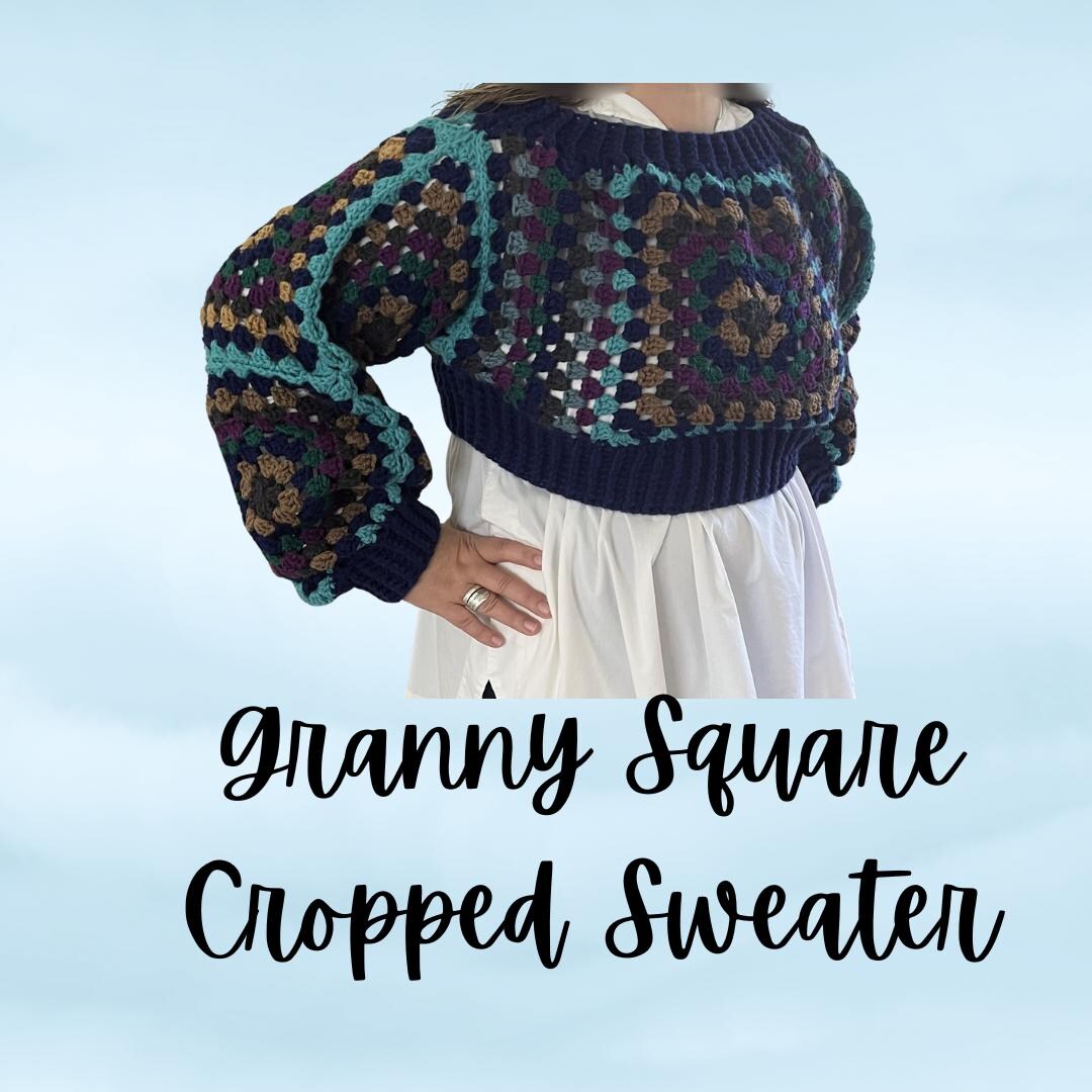 Handmade Cropped Granny Square Sweater – Boho Crochet Knit - Etsy