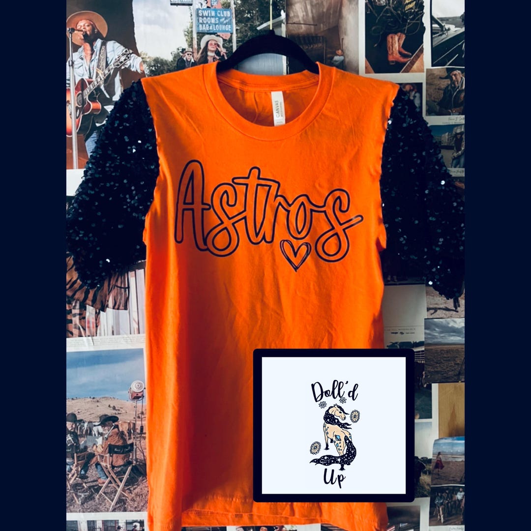 Houston Astros Sequin Sleeve Game Day Tee - Etsy