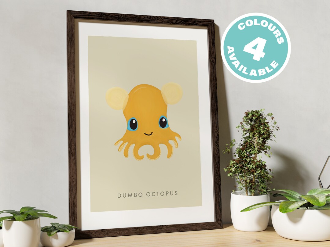 Dumbo Octopus Print, Ocean Nursery Art, Under the Sea Wall Art, Kids ...