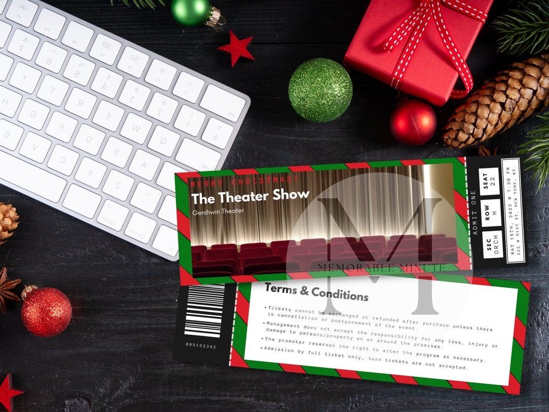 Christmas Editable Broadway Show Ticket Printable Gift Present ...
