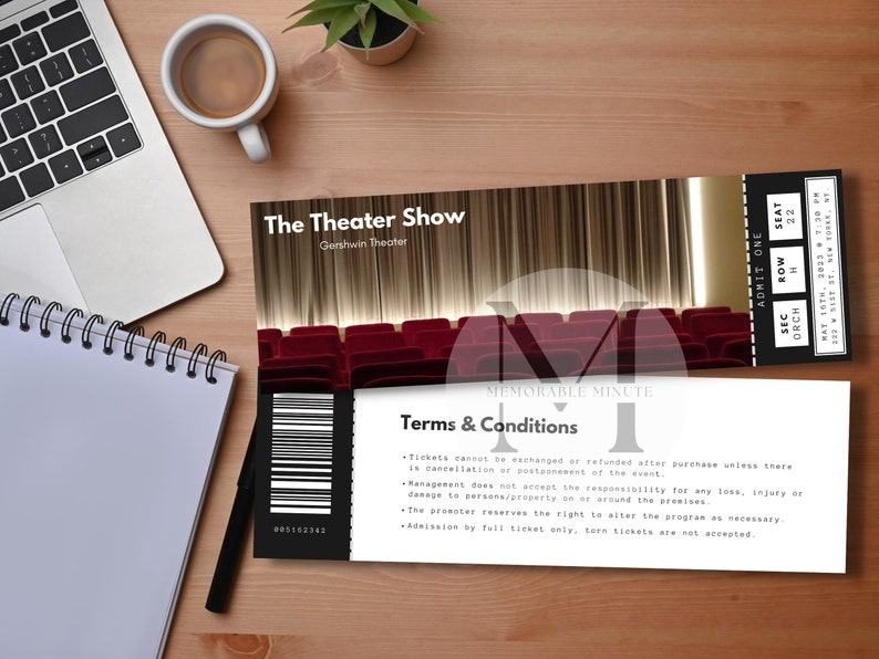 Editable Broadway Show Ticket Printable Collectible Play Theater ...