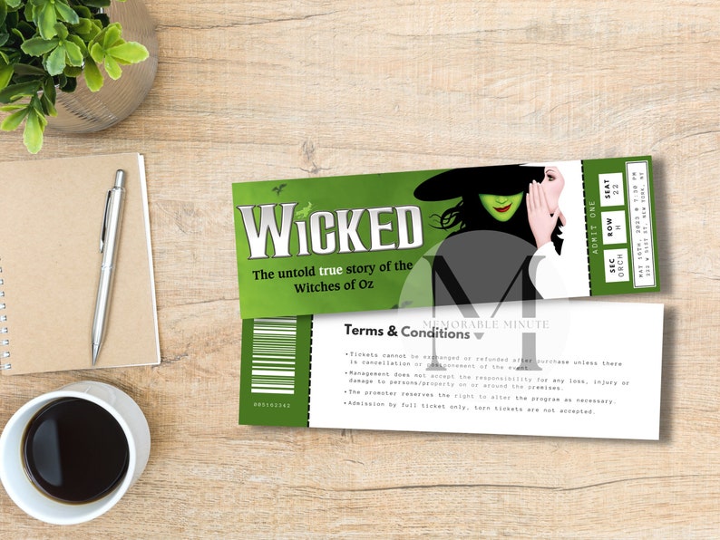 Wicked the Musical Editable Printable Custom Collectible - Etsy
