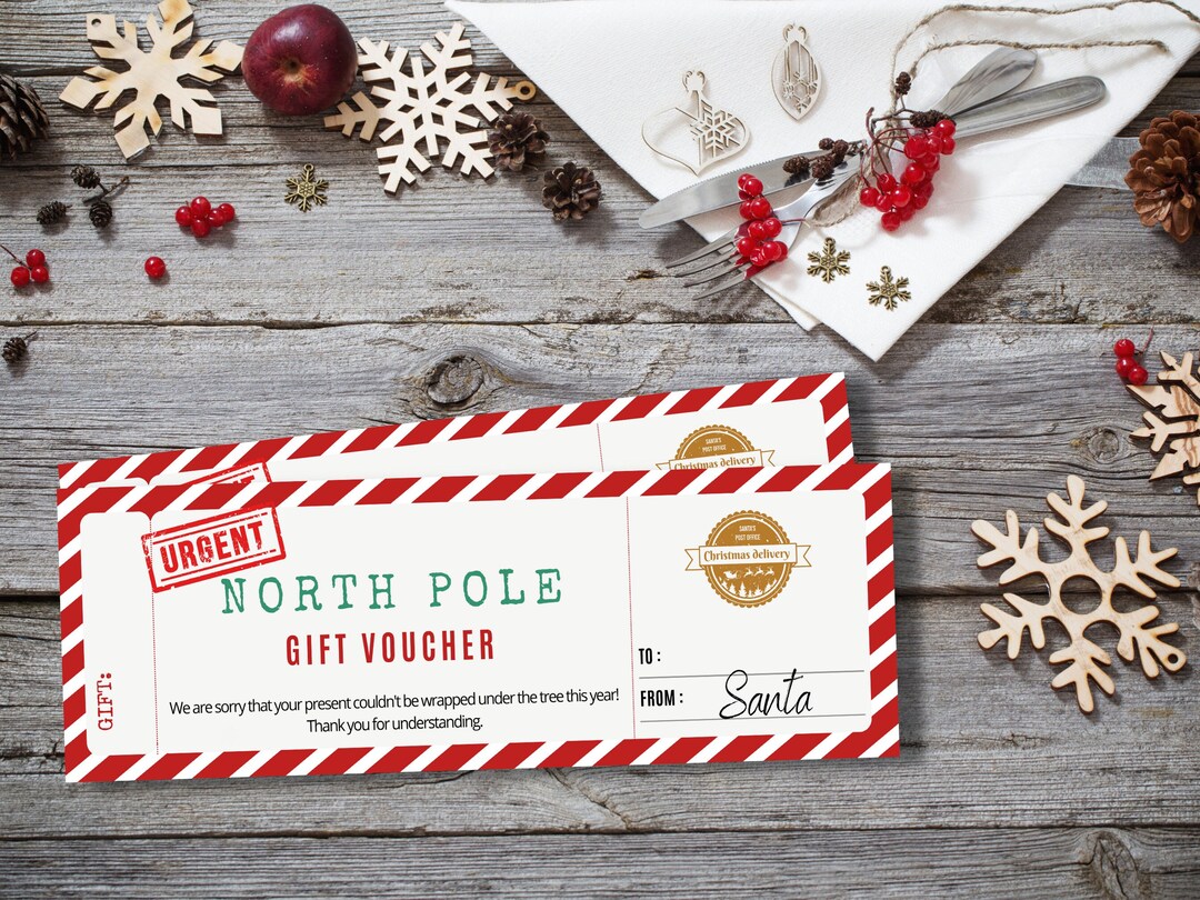 Santa North Pole Big Christmas Gift Voucher Coupon Printable Gift ...