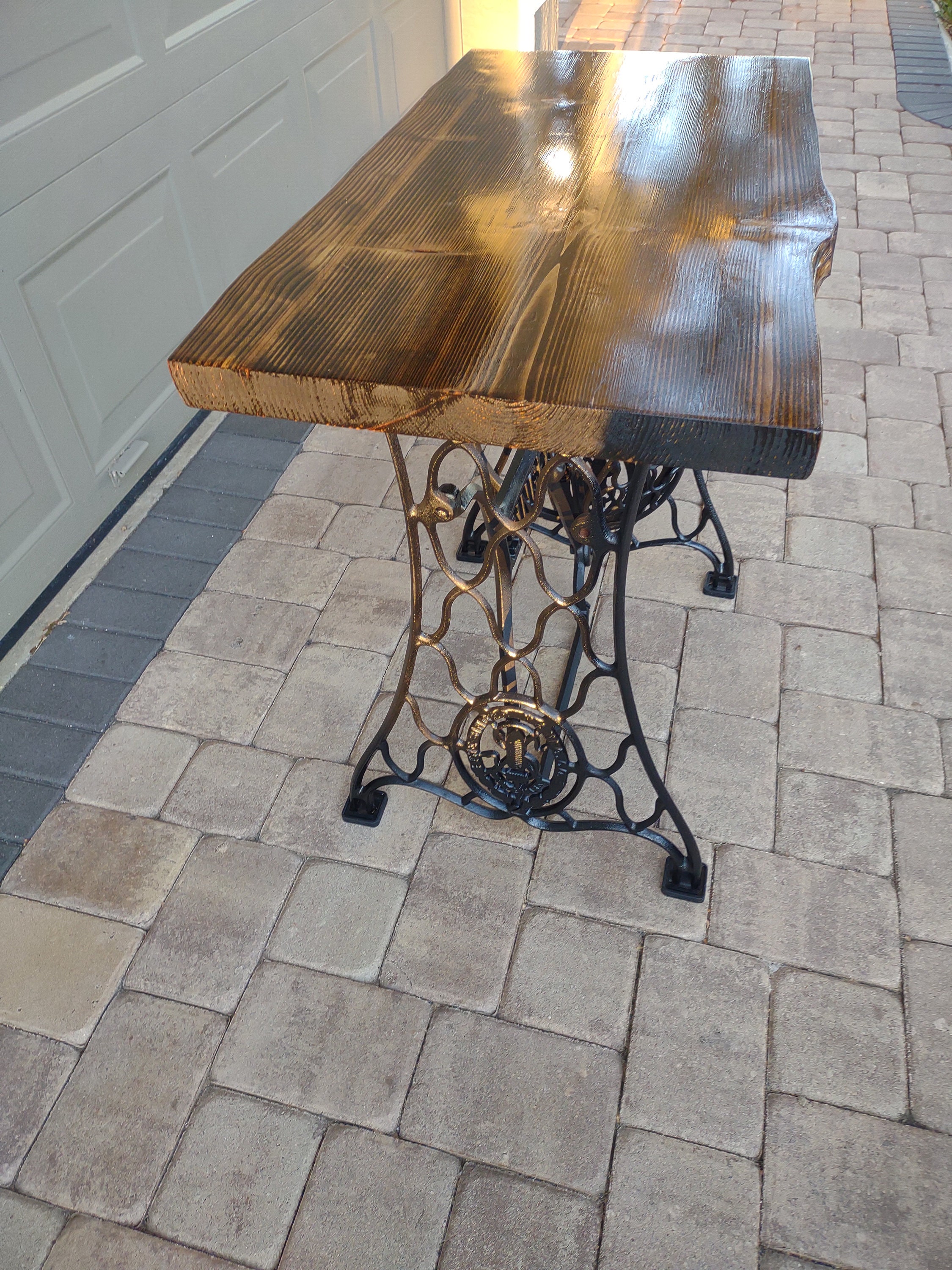 Live Edge Table Antique Singer Sewing Machine Base - Etsy