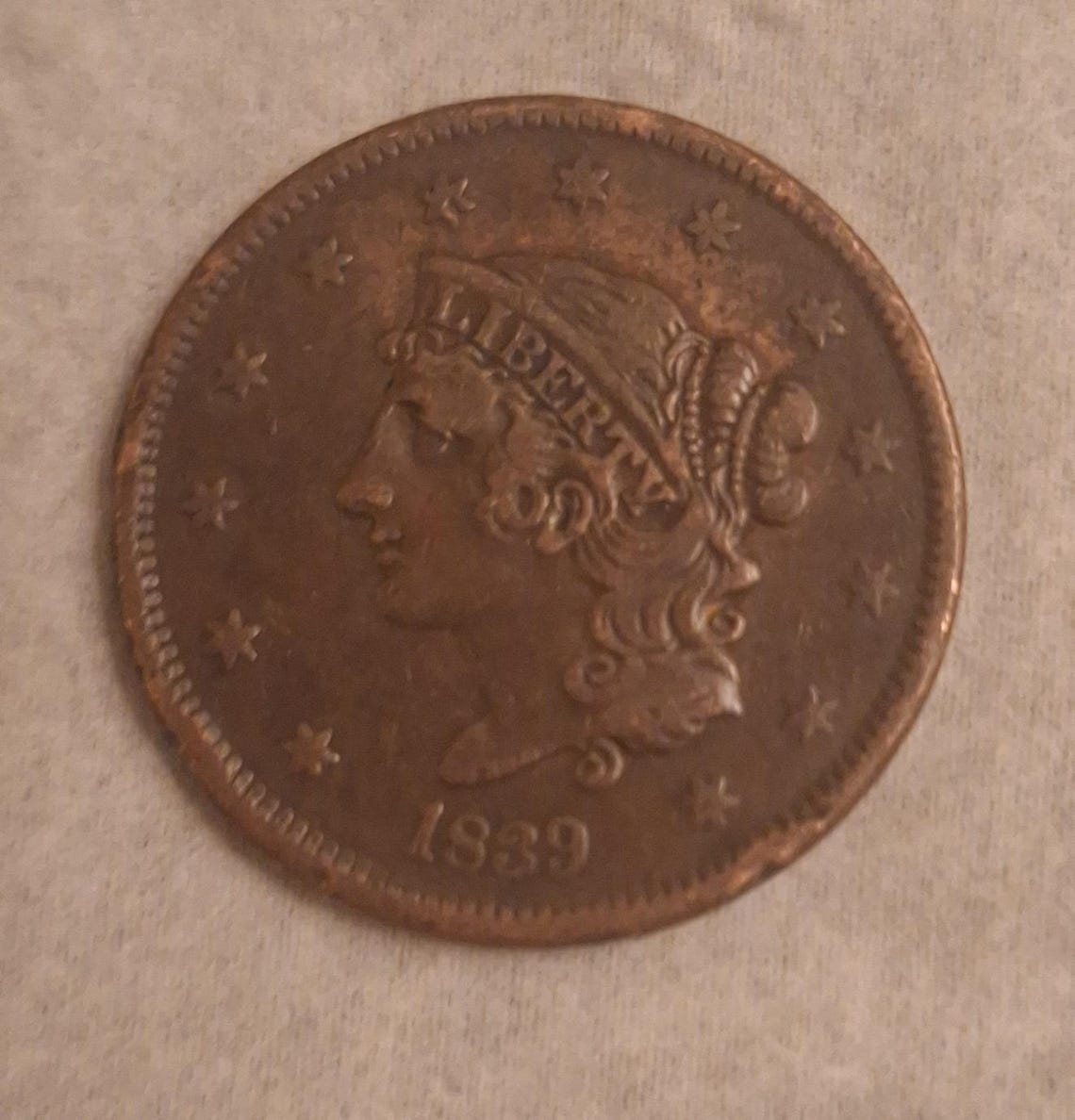 1839 Cent Us Penny Star Mint Error Belived, 35 Estimated Gradding. - Etsy