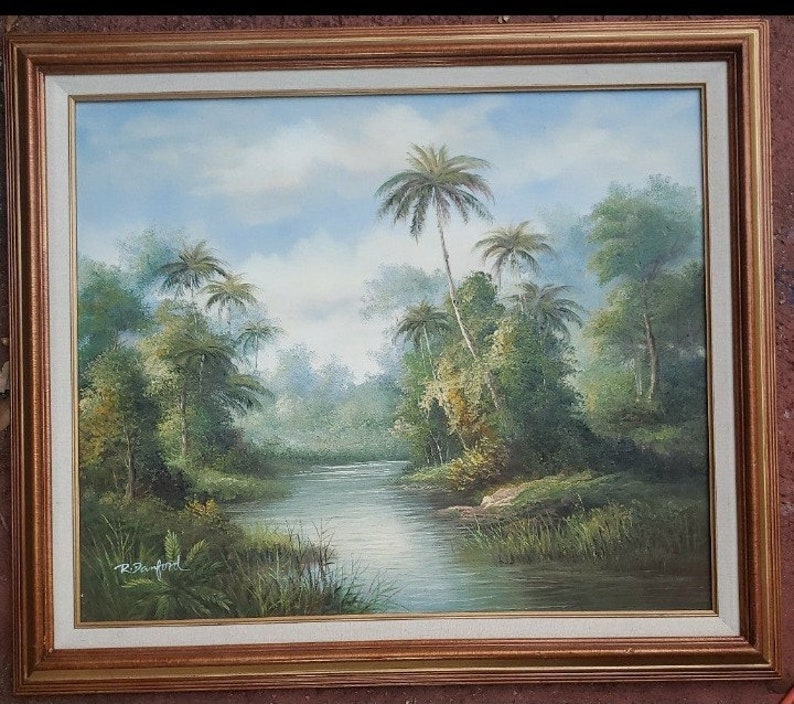 R Danford Original Oil Tropical Scenery Rare Free Shipping - Etsy