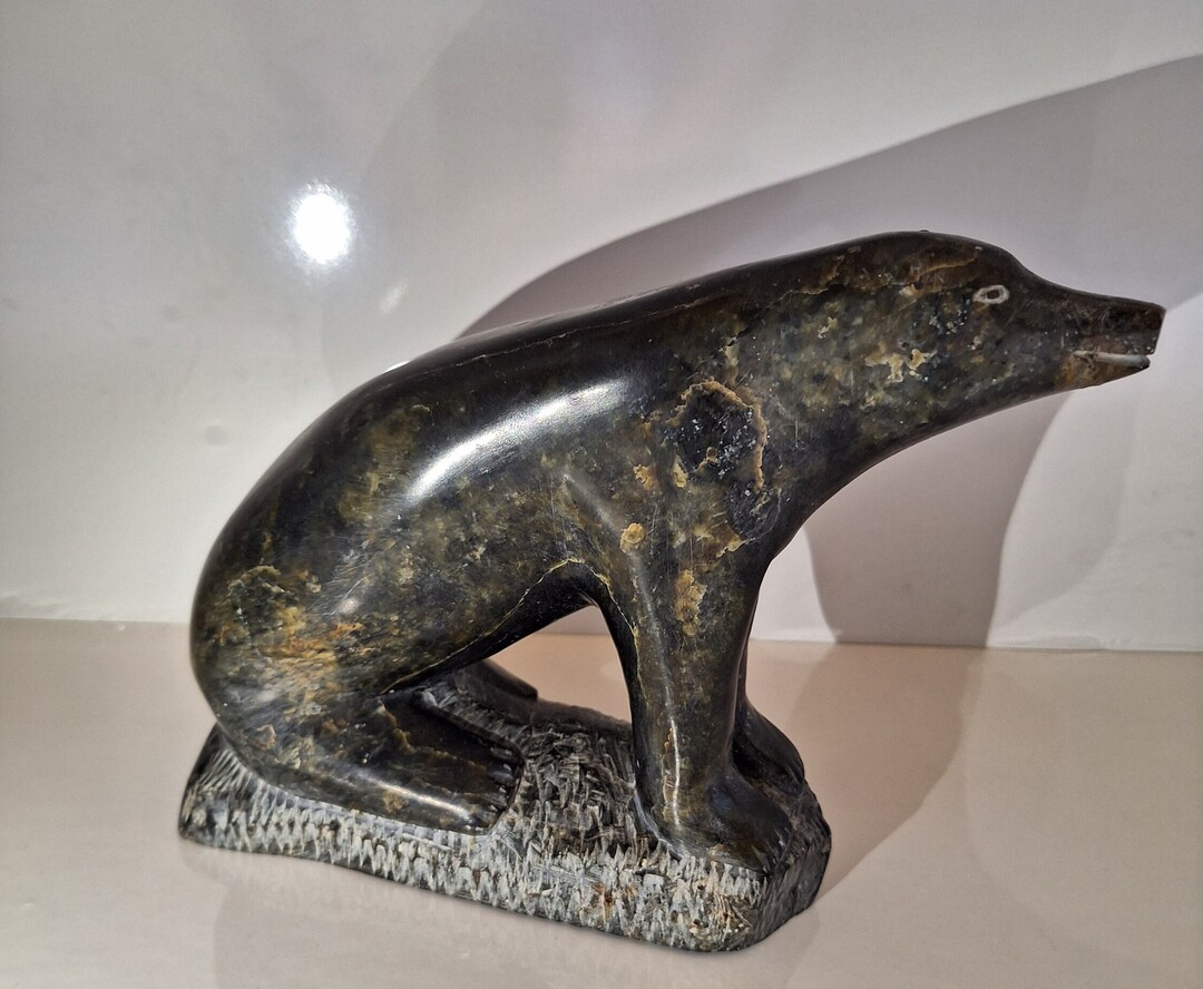 Inuit Signed Sculpture Alaskan Polar Bear Stone Carving 1980 - Etsy