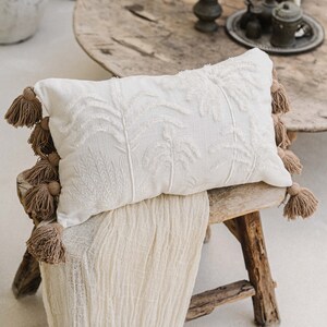 Premium Rectangular Cushion Cover With Palm Trees and Pom Poms - Etsy