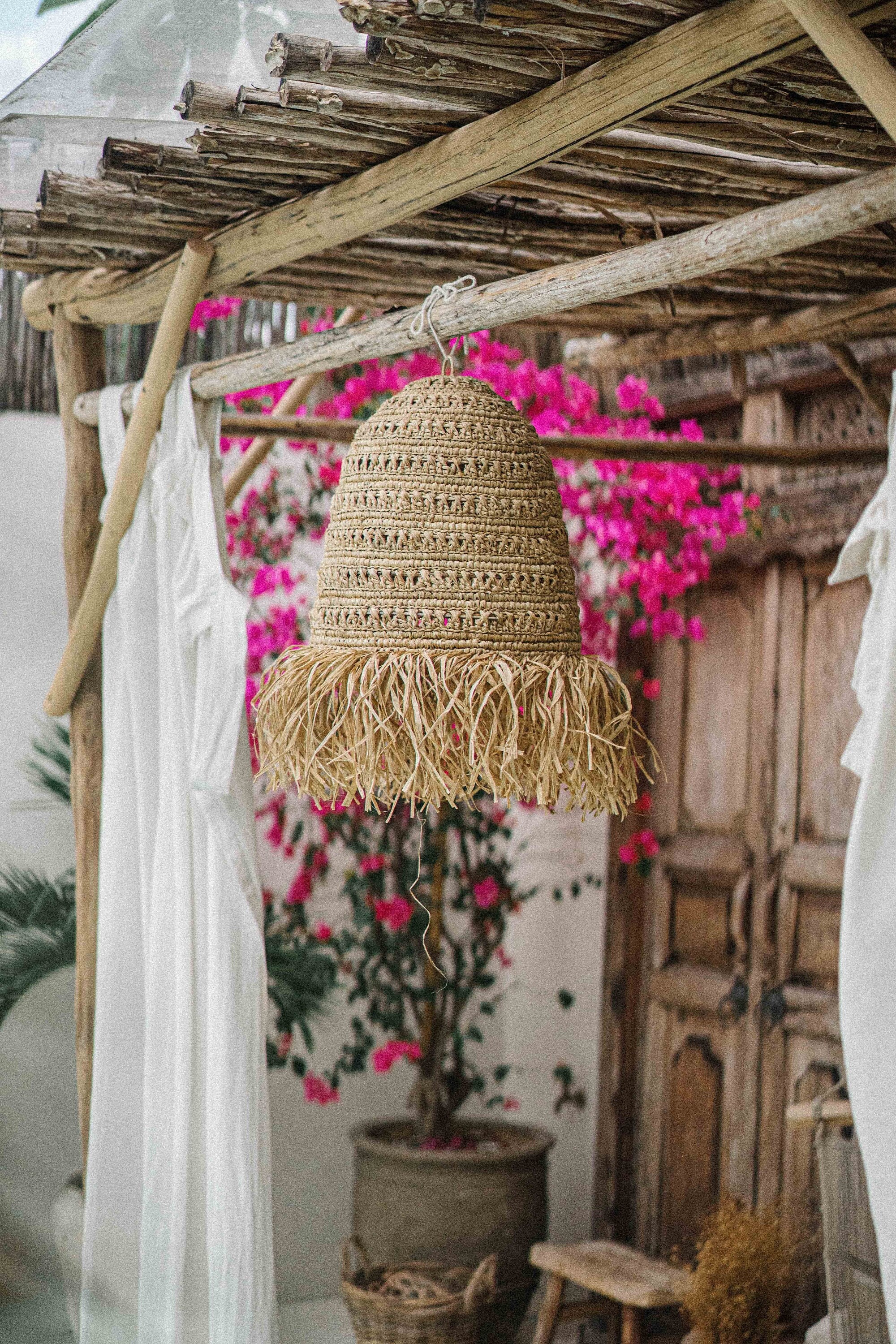 Large Raffia Lamp Pendant, Natural Raffia Boho Lampshade - Etsy