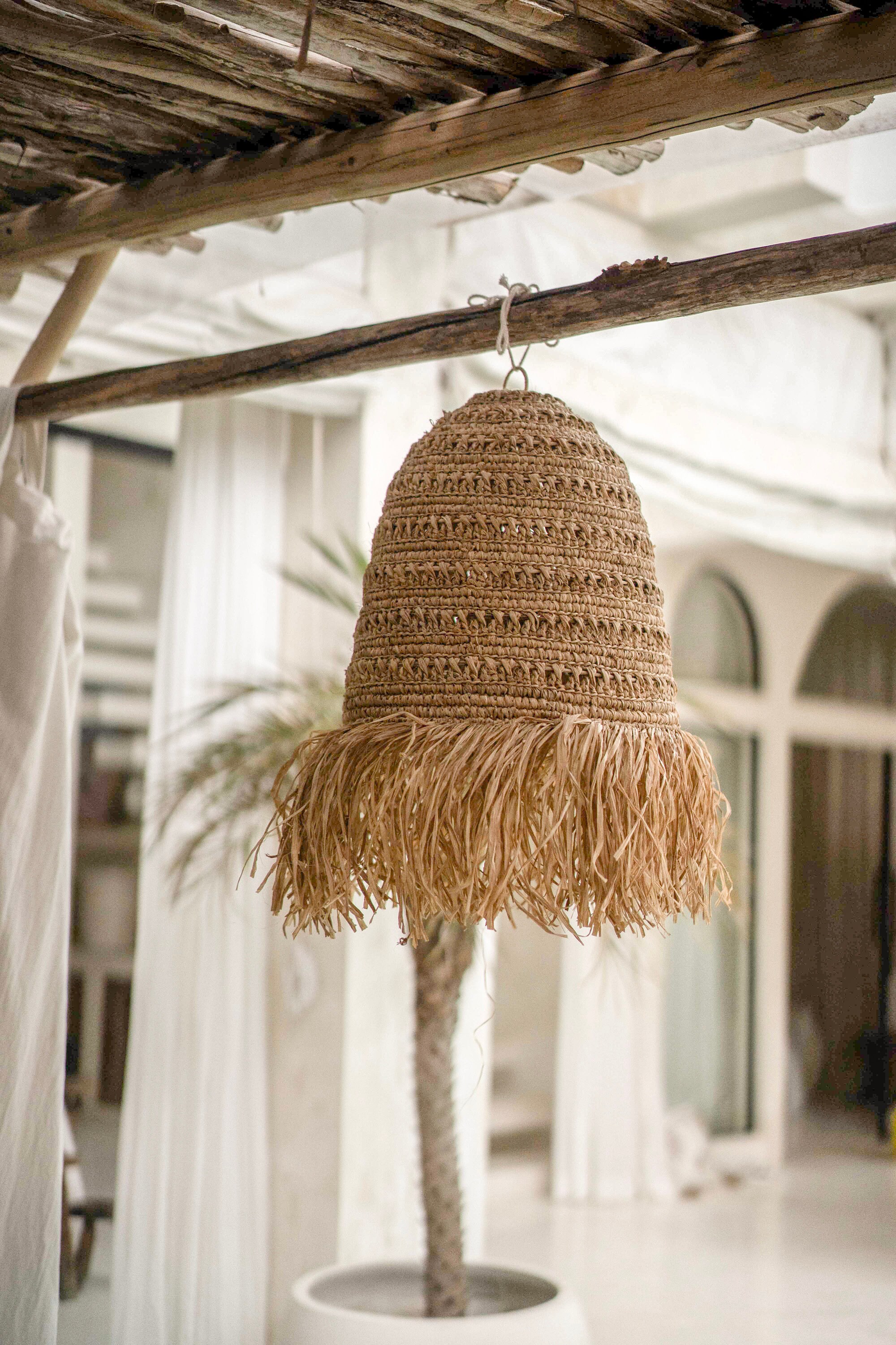 Large Raffia Lamp Pendant, Natural Raffia Boho Lampshade - Etsy