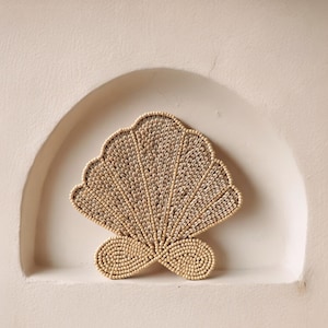 Decorative Shell in Beads and Cowrie Shells Beige Wall Decor, Bali Wall ...