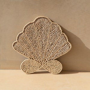 Decorative Shell in Beads and Cowrie Shells Beige Wall Decor, Bali Wall ...