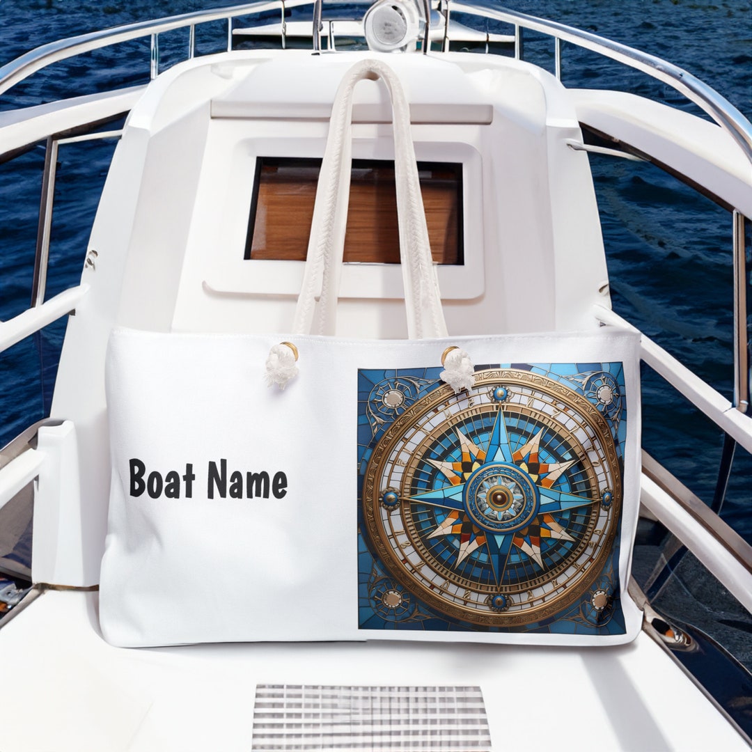 Boating Weekender Bag Nautical Personalized Compass Rose Graphic Canvas ...