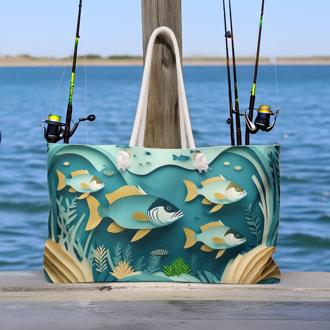 Fish Pattern Weekender Beach Bag for Women or Men Overnight Travel ...