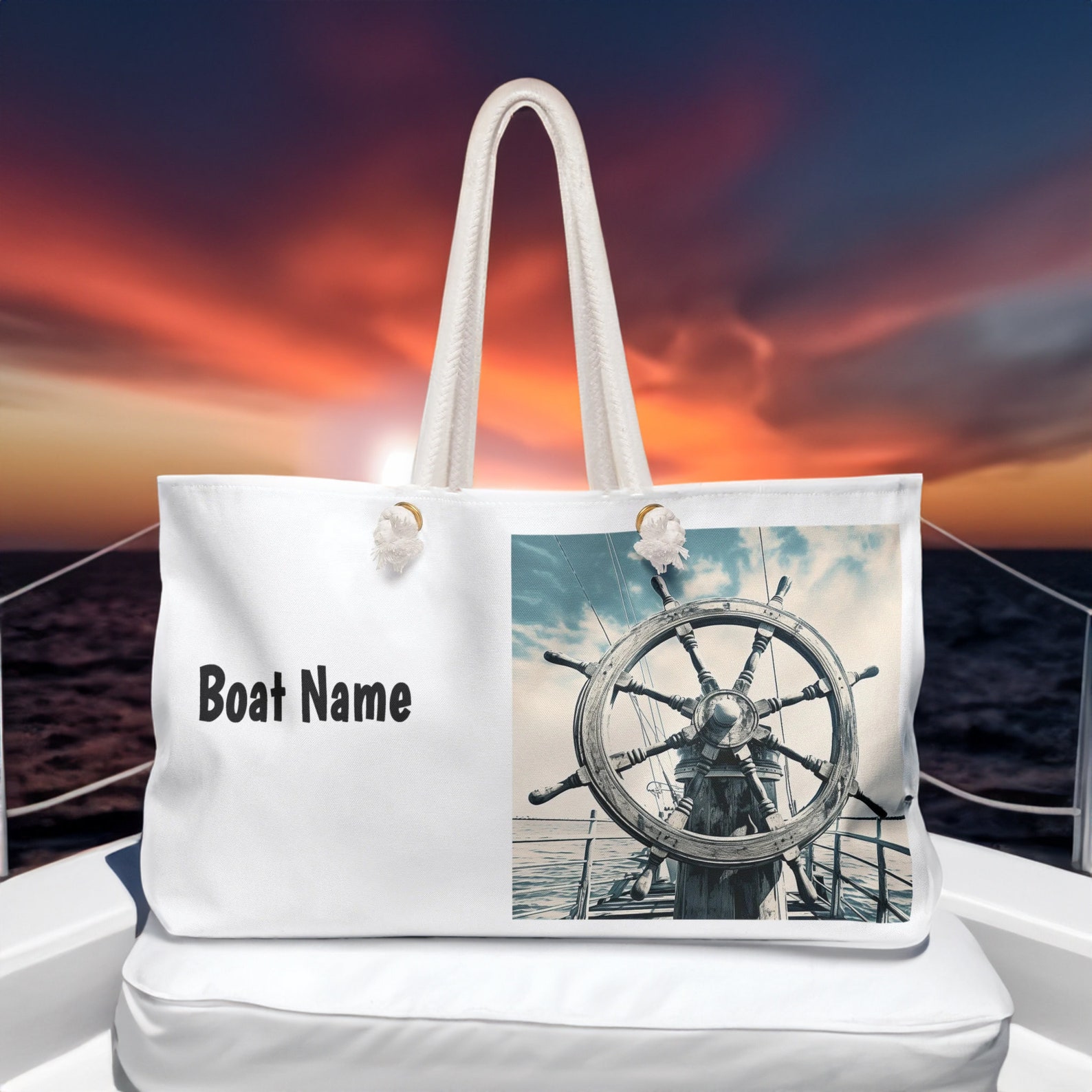 Boating Weekender Bag Nautical Personalized Boat Helm Graphic Canvas ...