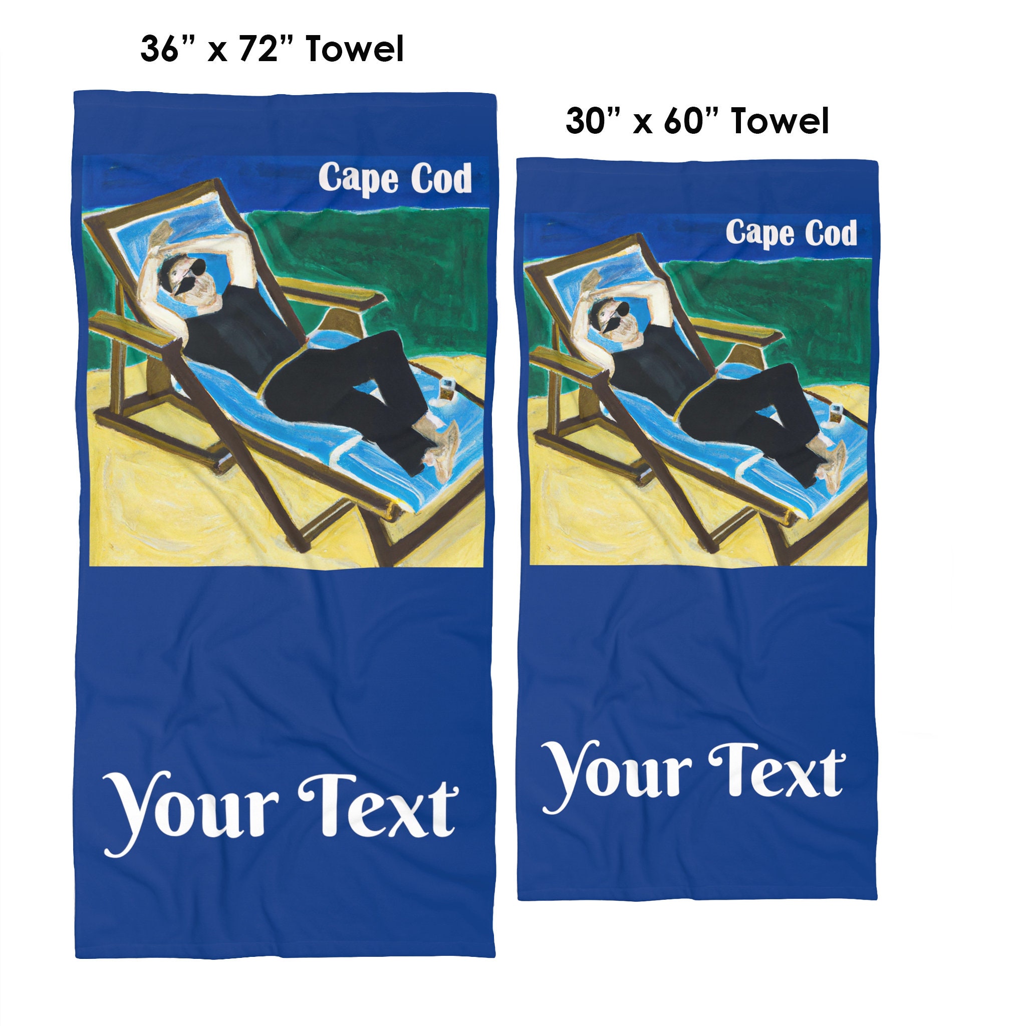Personalized Dad Lounging Cotton Blend Beach Towel Man on a Beach ...