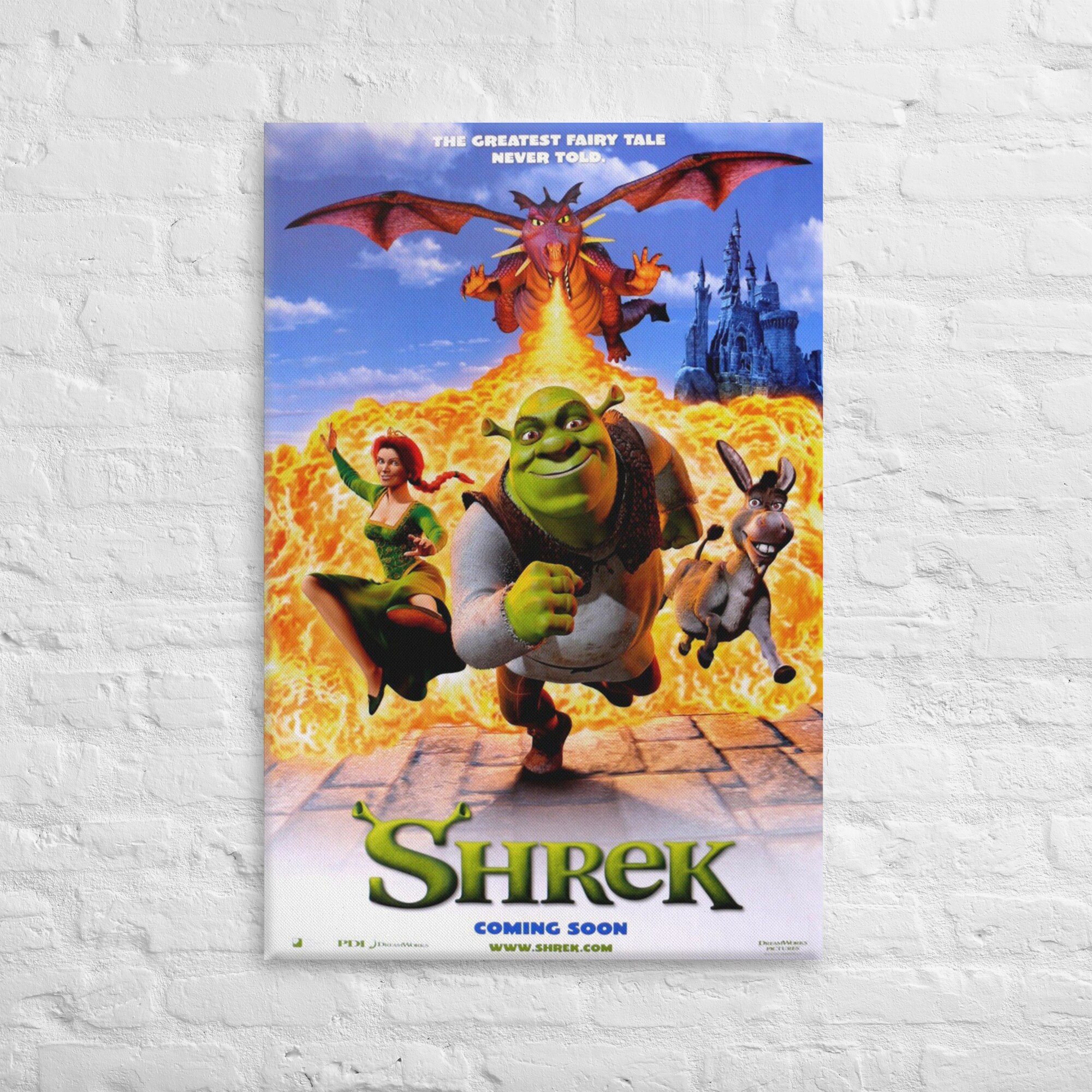 Shrek Movie Poster 24x36 Thick Gallery Wrapped Canvas Wall Art, Framed ...