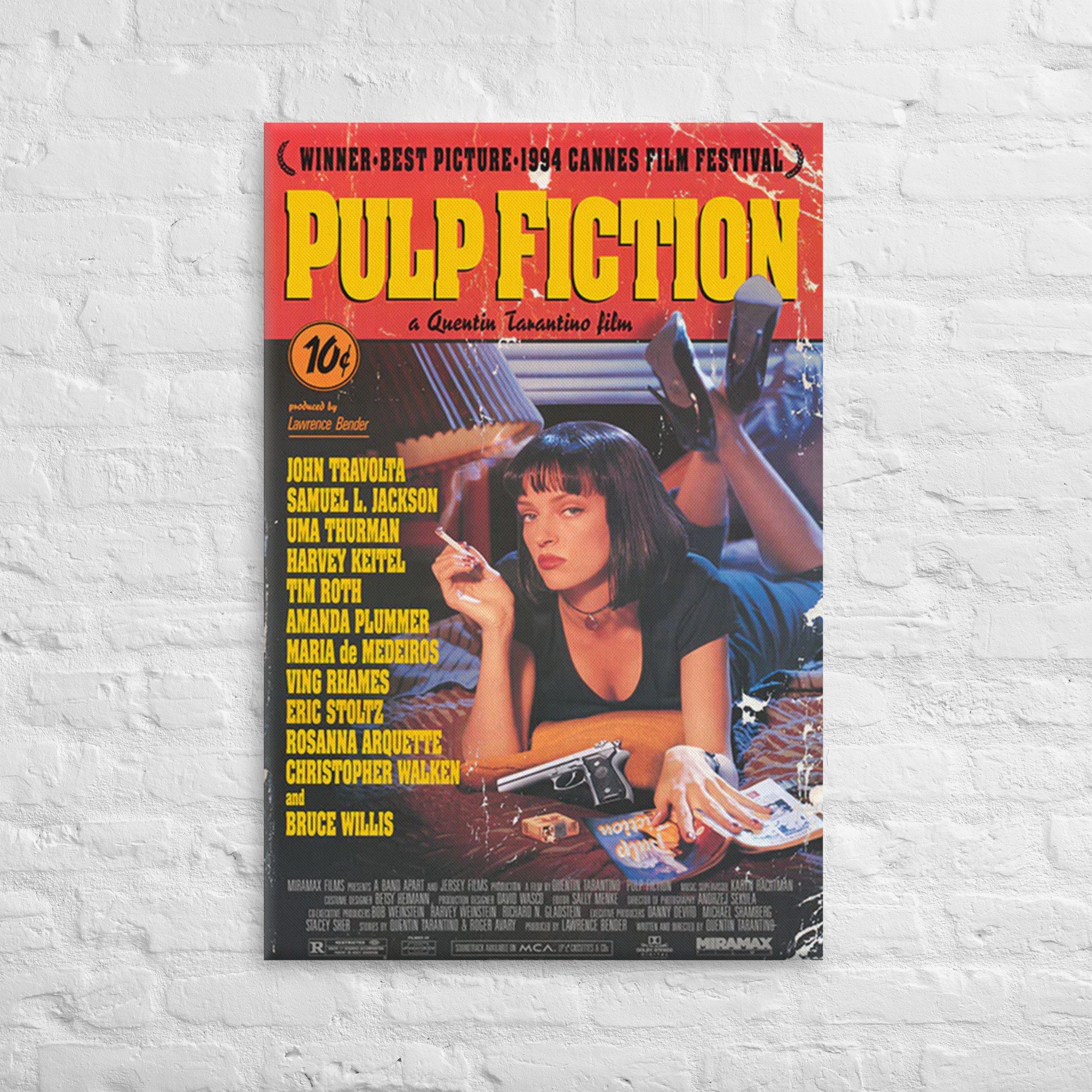 Pulp Fiction Retro Vintage Movie Poster 24x36 Thick Gallery Wrapped ...