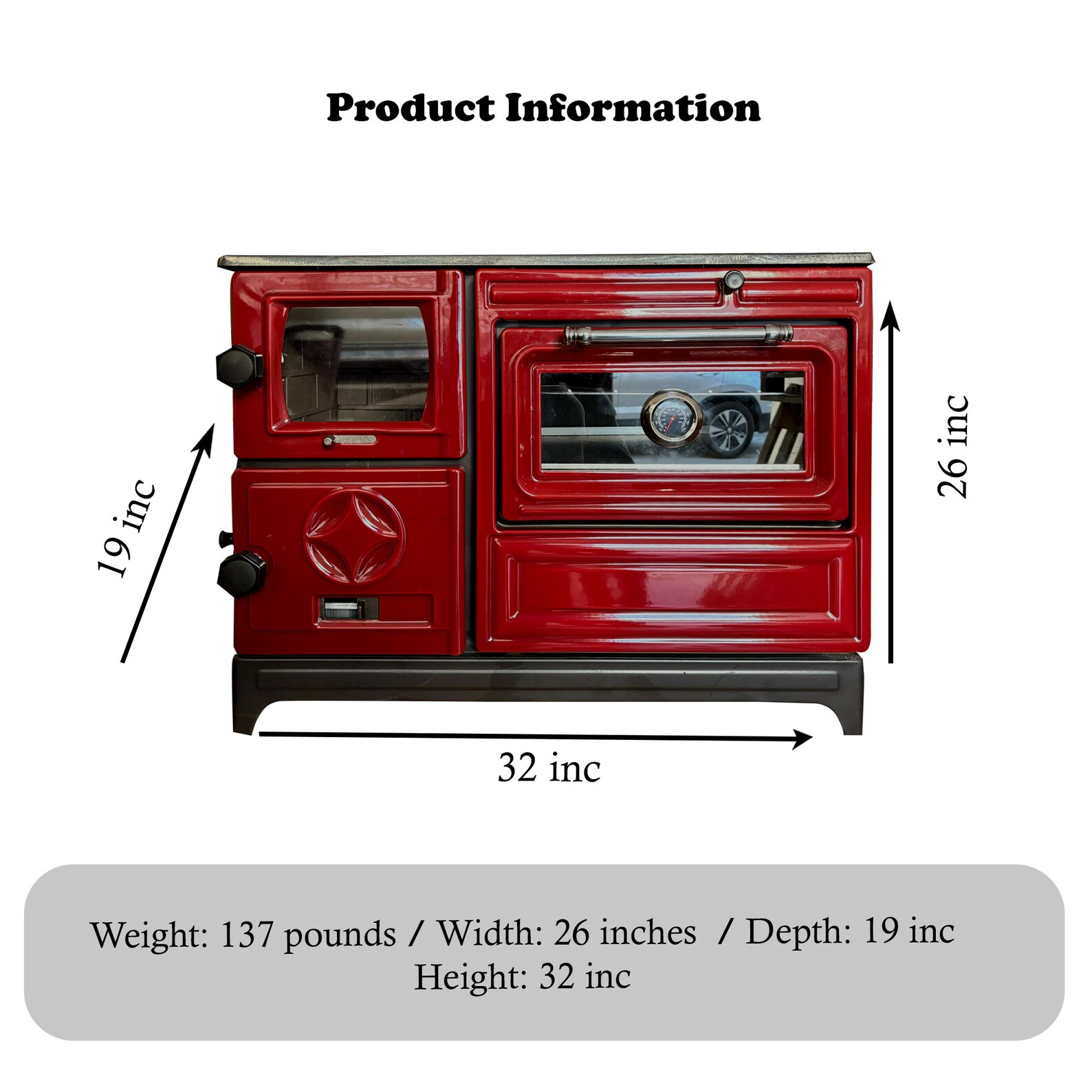 Red Cast Iron Stove, Burning Fireplace Wood Stove Cooker Stove ...