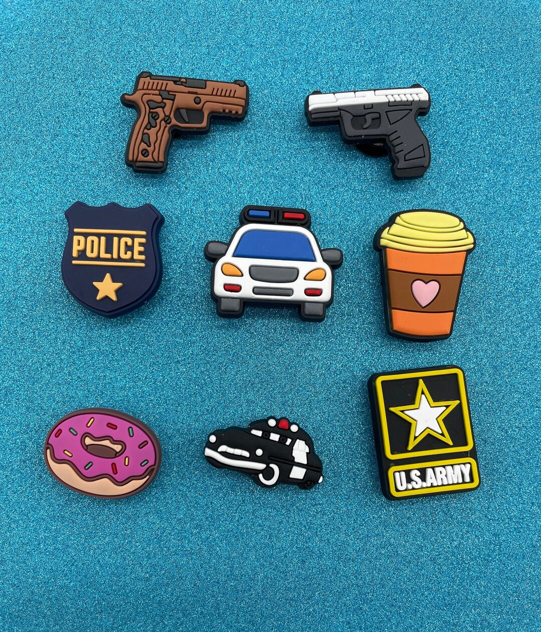Cop Shoe Charm police Shoe Charms Gun Shoe Charm Donut Jibs, Cop Car ...