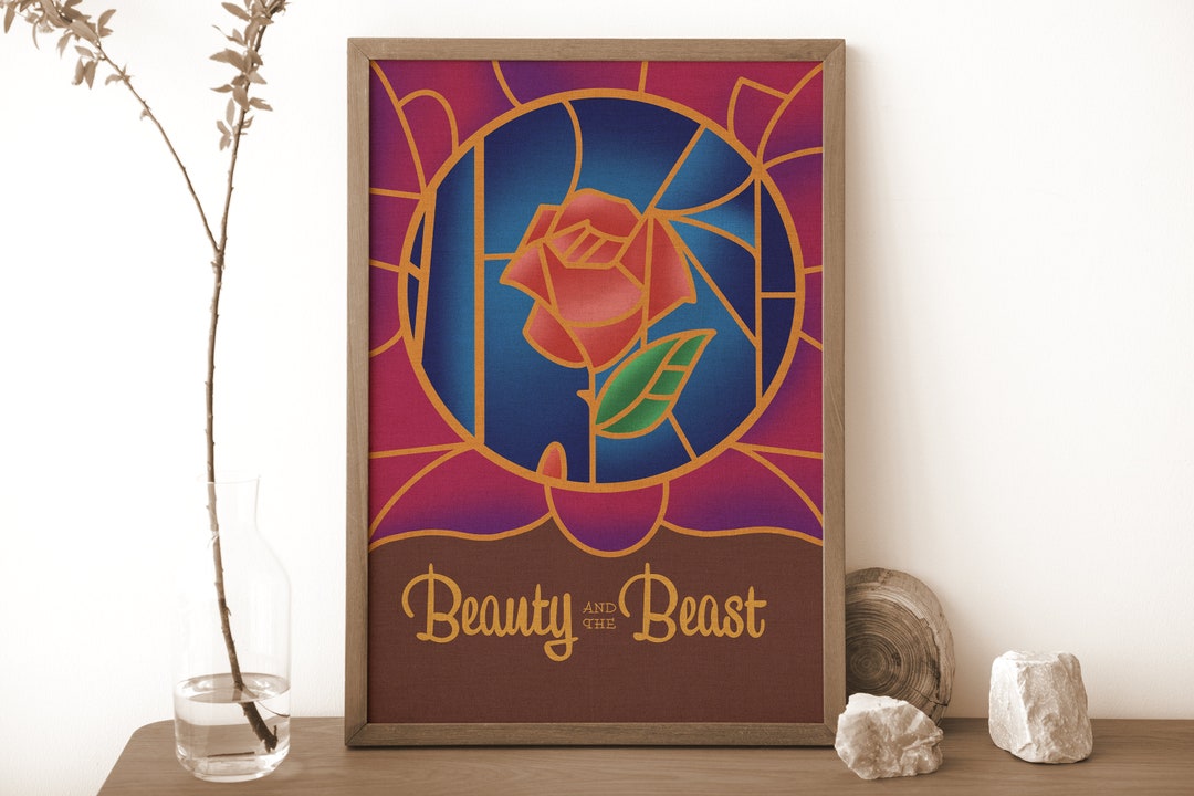 Beauty and the Beast Minimal Poster Watercolor Digital - Etsy