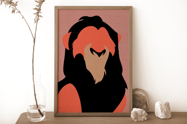 Scar Lion King Villains Watercolor Minimal Poster SVG Handmade Artwork ...