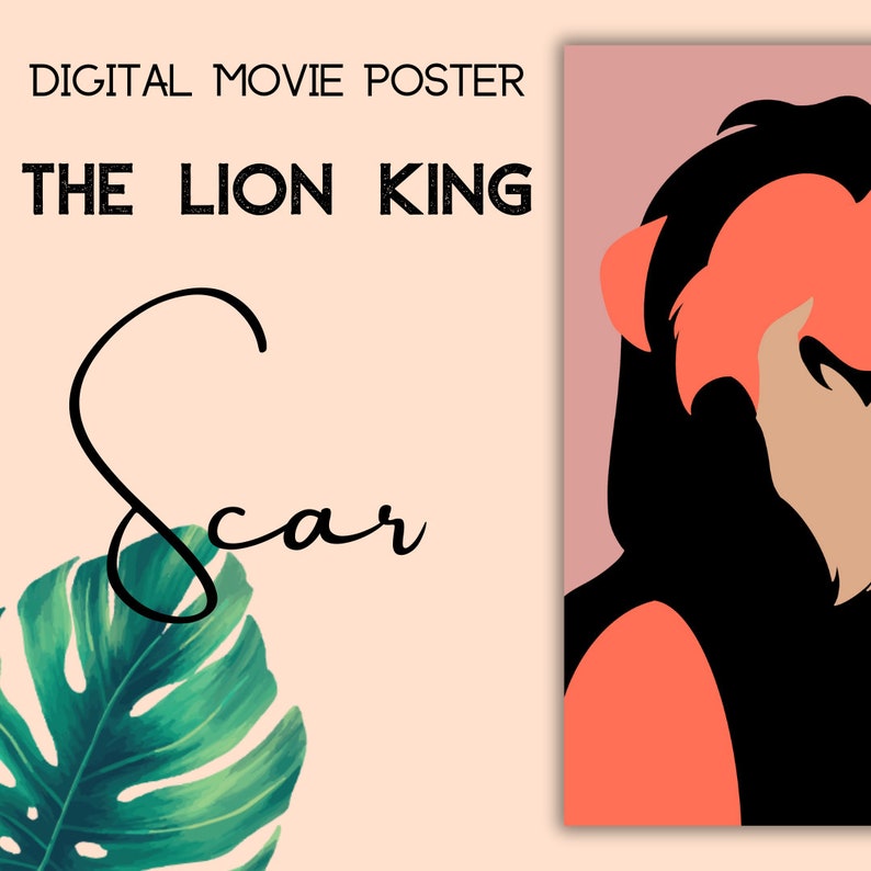 Scar Lion King Villains Watercolor Minimal Poster SVG Handmade Artwork ...