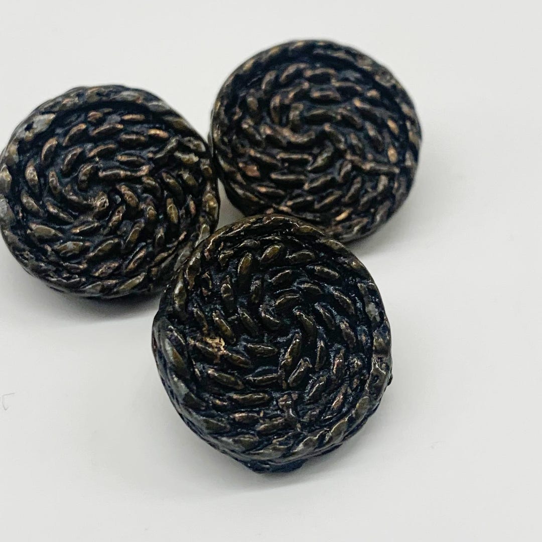 Set of 3, 18mm, Heavy, Metal Buttons With Coiled Rope Design - Etsy