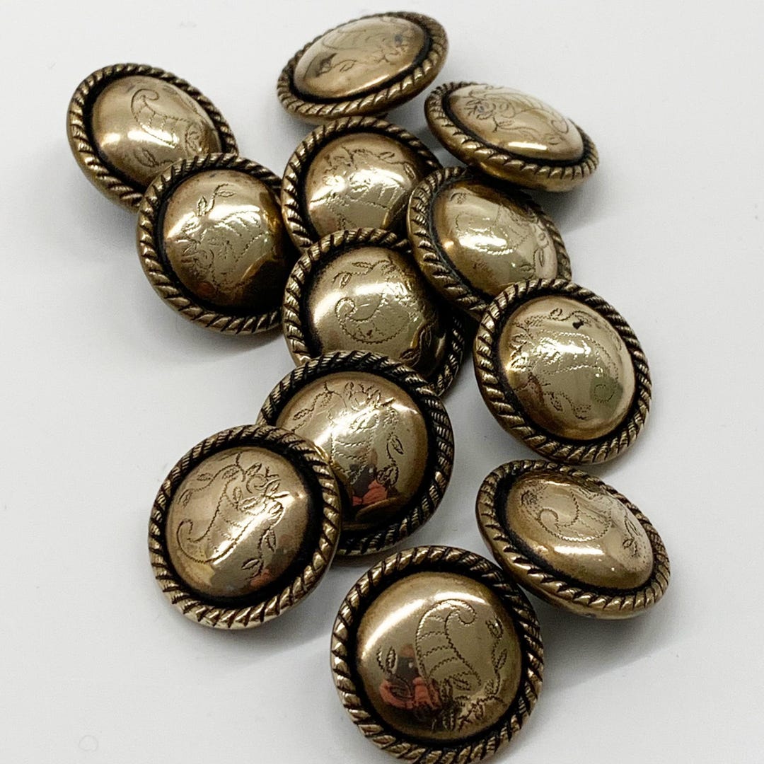 Set of 12, 22mm Vintage Brass Buttons - Etsy