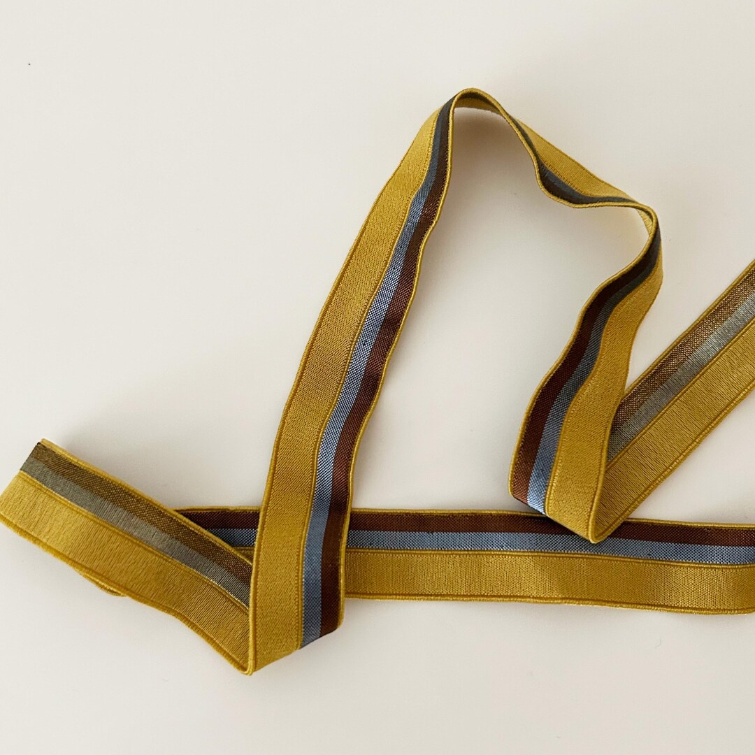 Elasticated Neck Binding in Mustard/blue/brown Colourway - Etsy