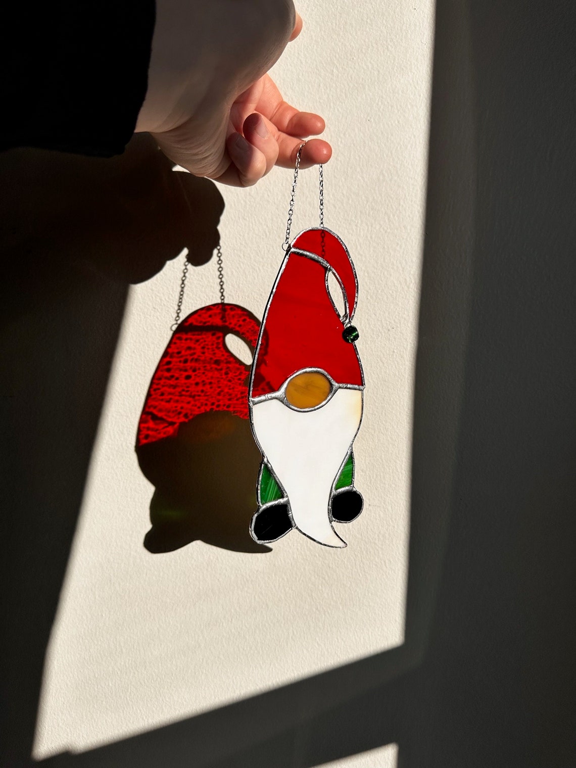Cute Stained Glass Gnome Window Hanging Suncatcher Home Decor, Custom Stained Glass Window ...