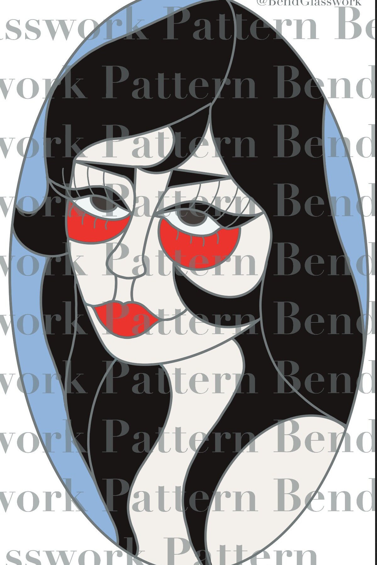 Stained Glass Pattern, Stained Glass Woman Pattern, Digital Download ...