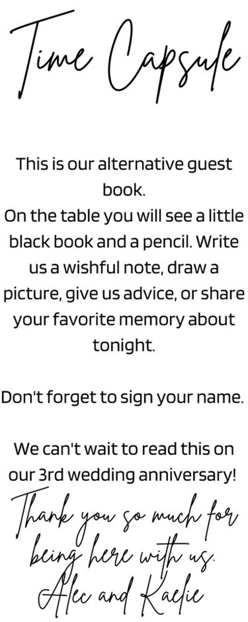 Alternative Guest Book Time Capsule Wedding Instant Download - Etsy