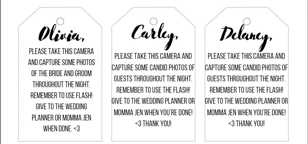Disposable Camera Wedding Name Tags - Etsy