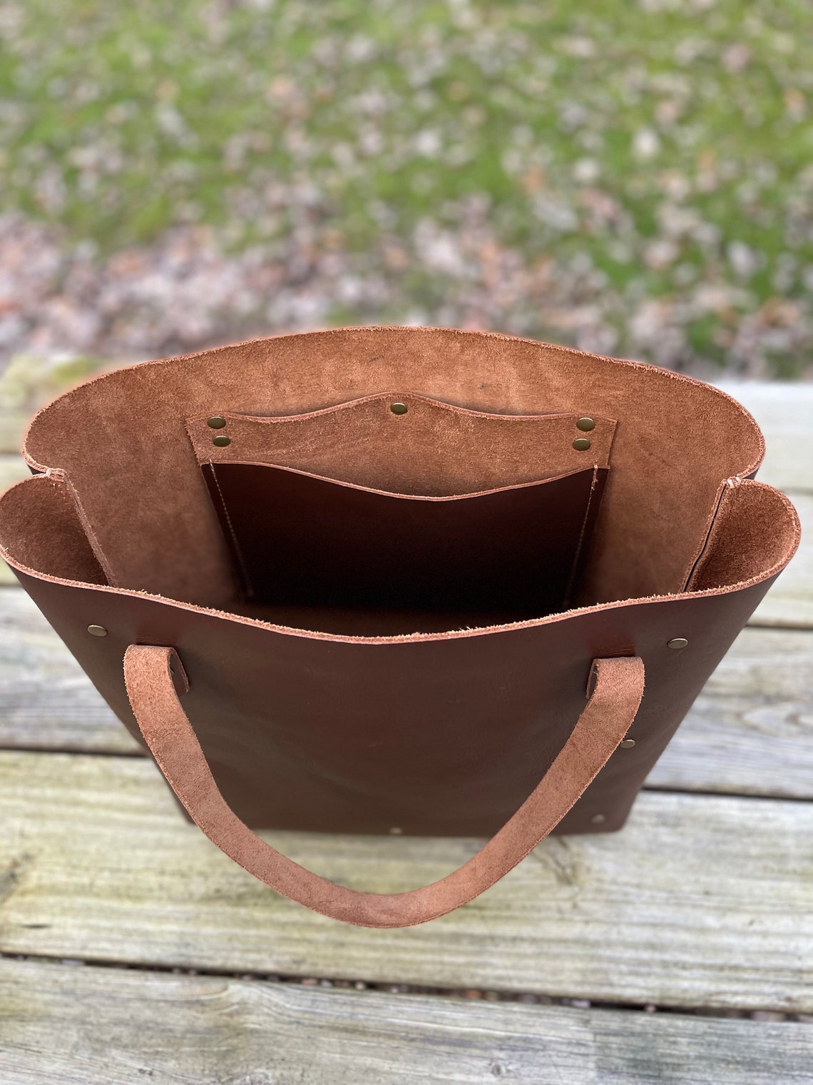 Large Leather Tote Shoulder Strap Standard and DELUXE Options, Pockets ...