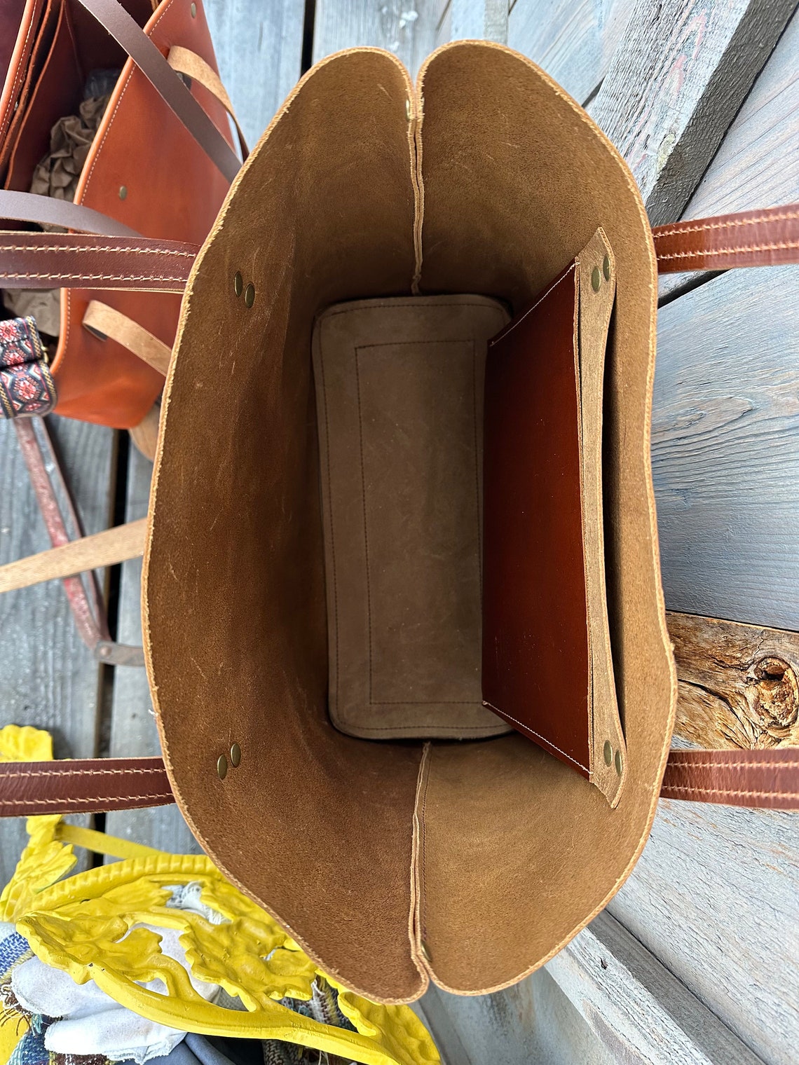 Large Leather Tote Shoulder Strap Standard and DELUXE Options, Pockets ...