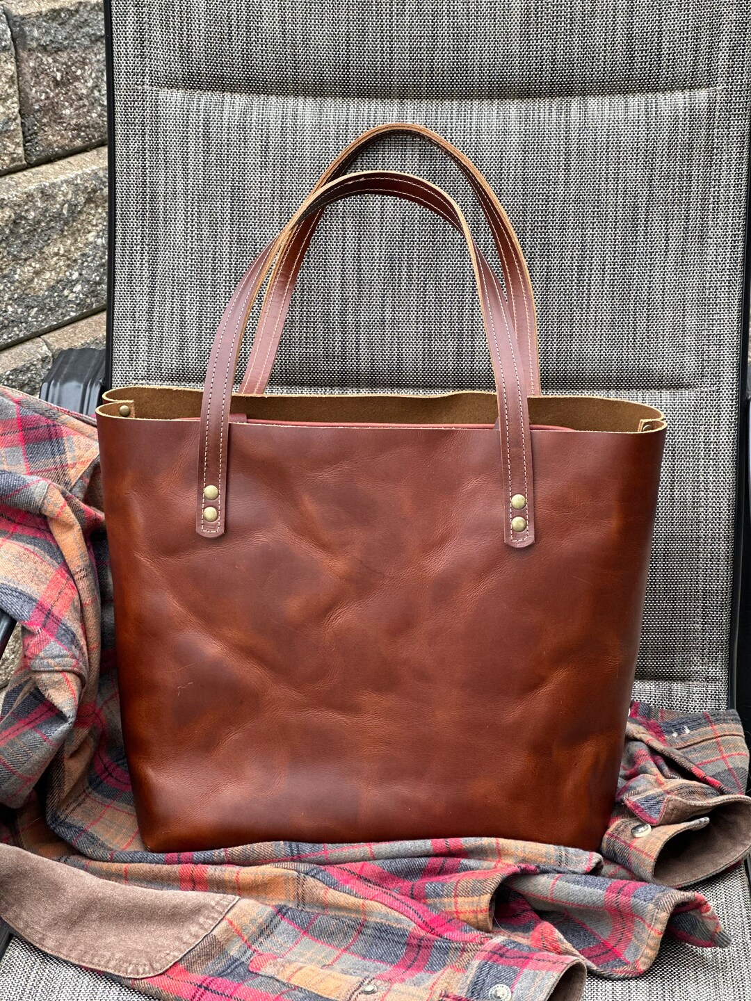 Large Leather Tote Shoulder Strap Standard and DELUXE Options, Pockets ...