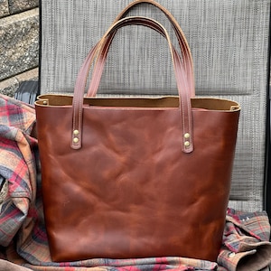 Large Leather Tote Shoulder Strap Standard and DELUXE Options, Pockets ...