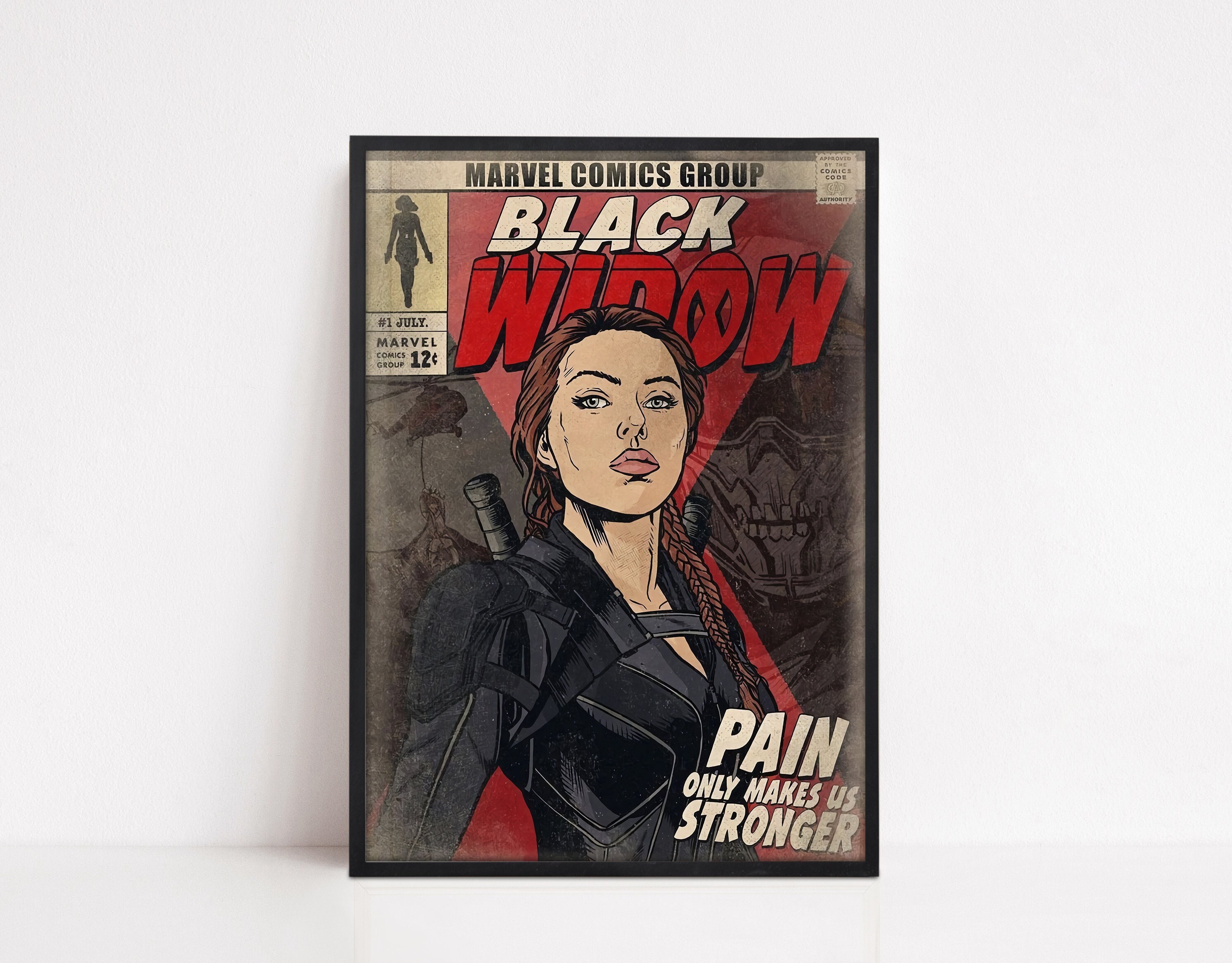 Black Widow Poster Black Widow Comic Art Poster Marvel Wall Art Vintage ...