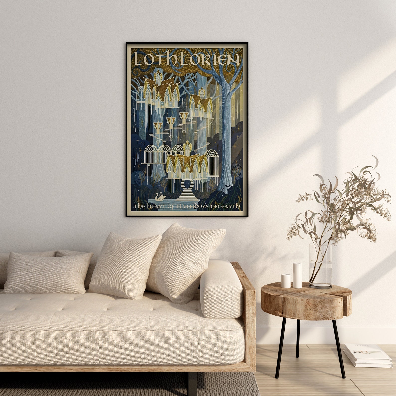 The Lord of the Rings Poster Lothlorien Poster Modern Vintage LOTR ...