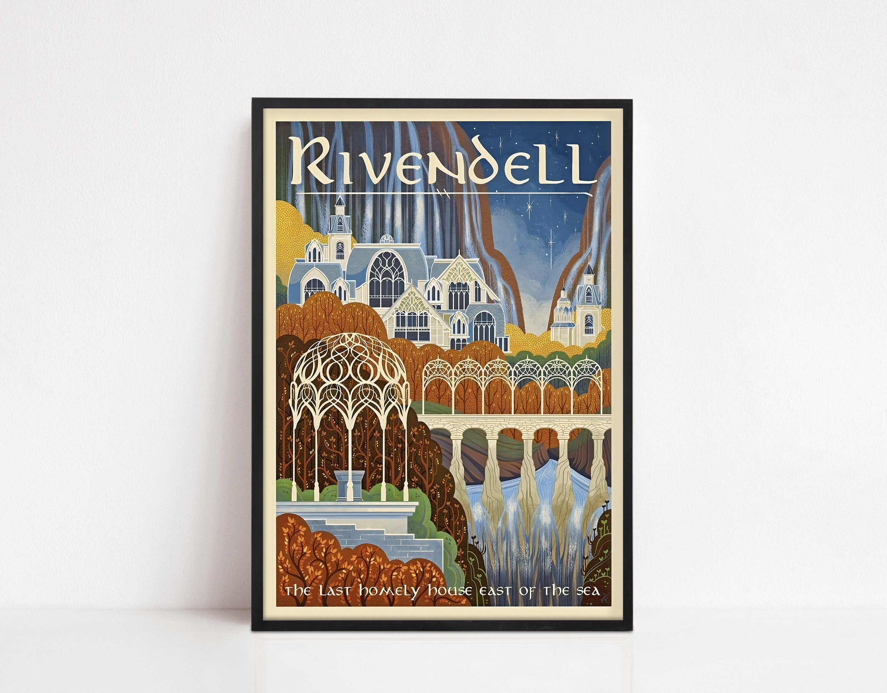 Der Herr der Ringe Rivendell Poster Vintage LOTR Hobbit Elfe Zwerg ...