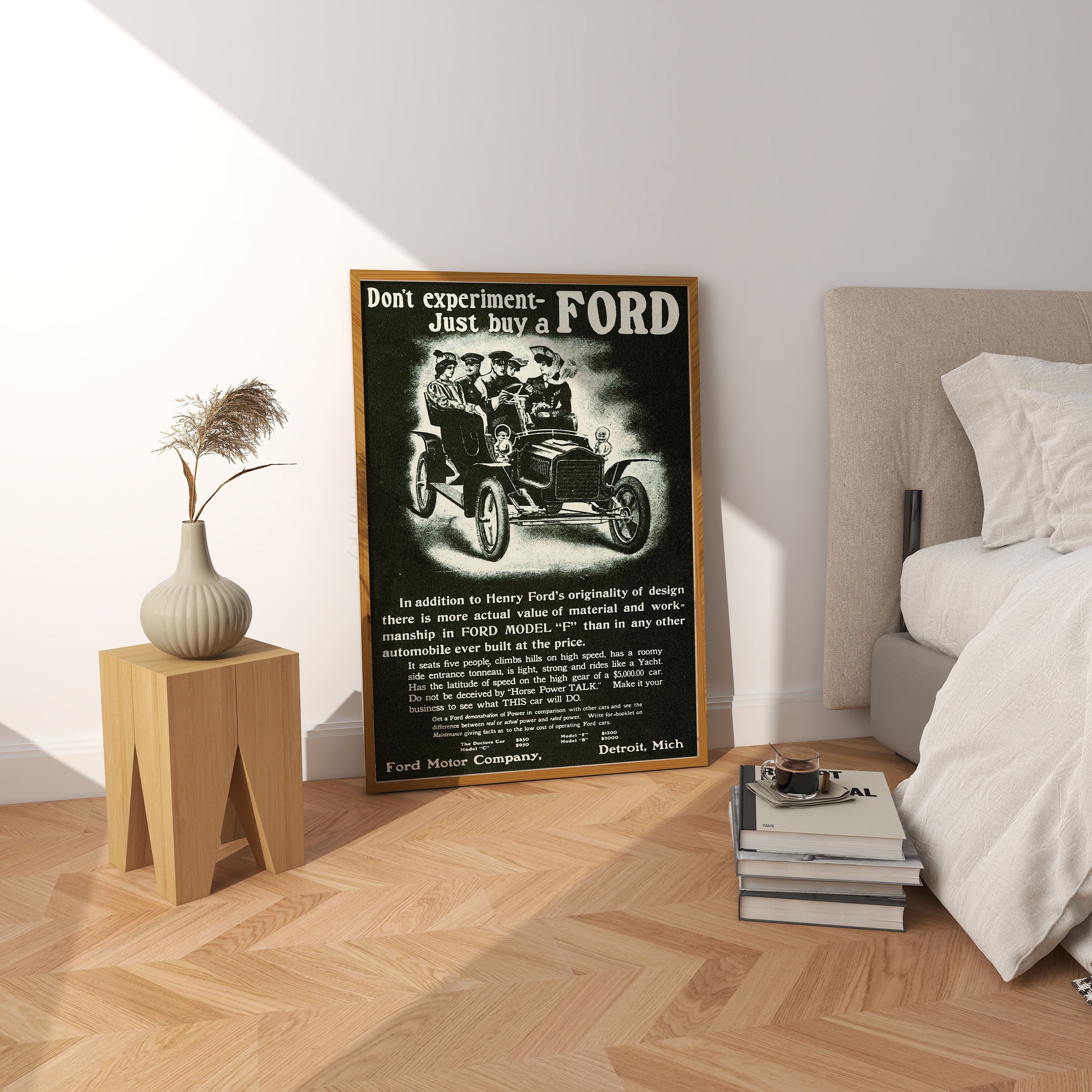 VINTAGE CAR POSTER, Ford Model F Poster, Car Poster Print, Digital Car ...