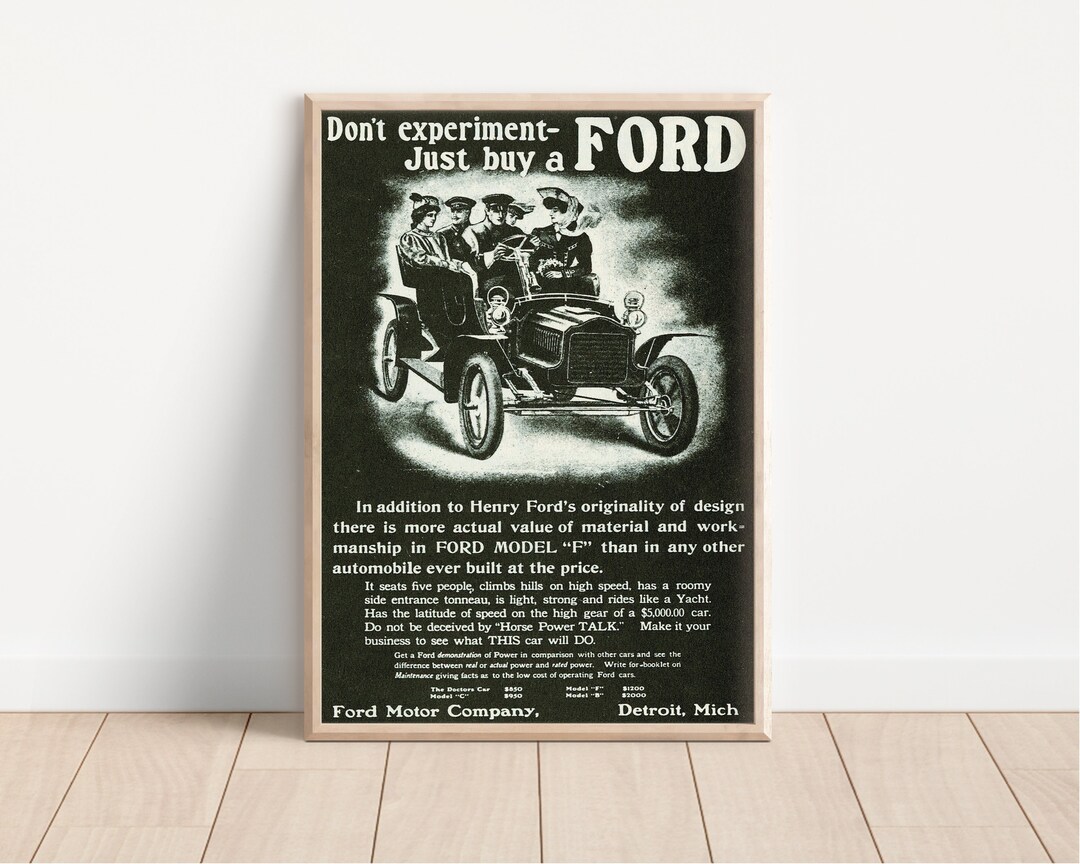 VINTAGE CAR POSTER, Ford Model F Poster, Car Poster Print, Digital Car ...