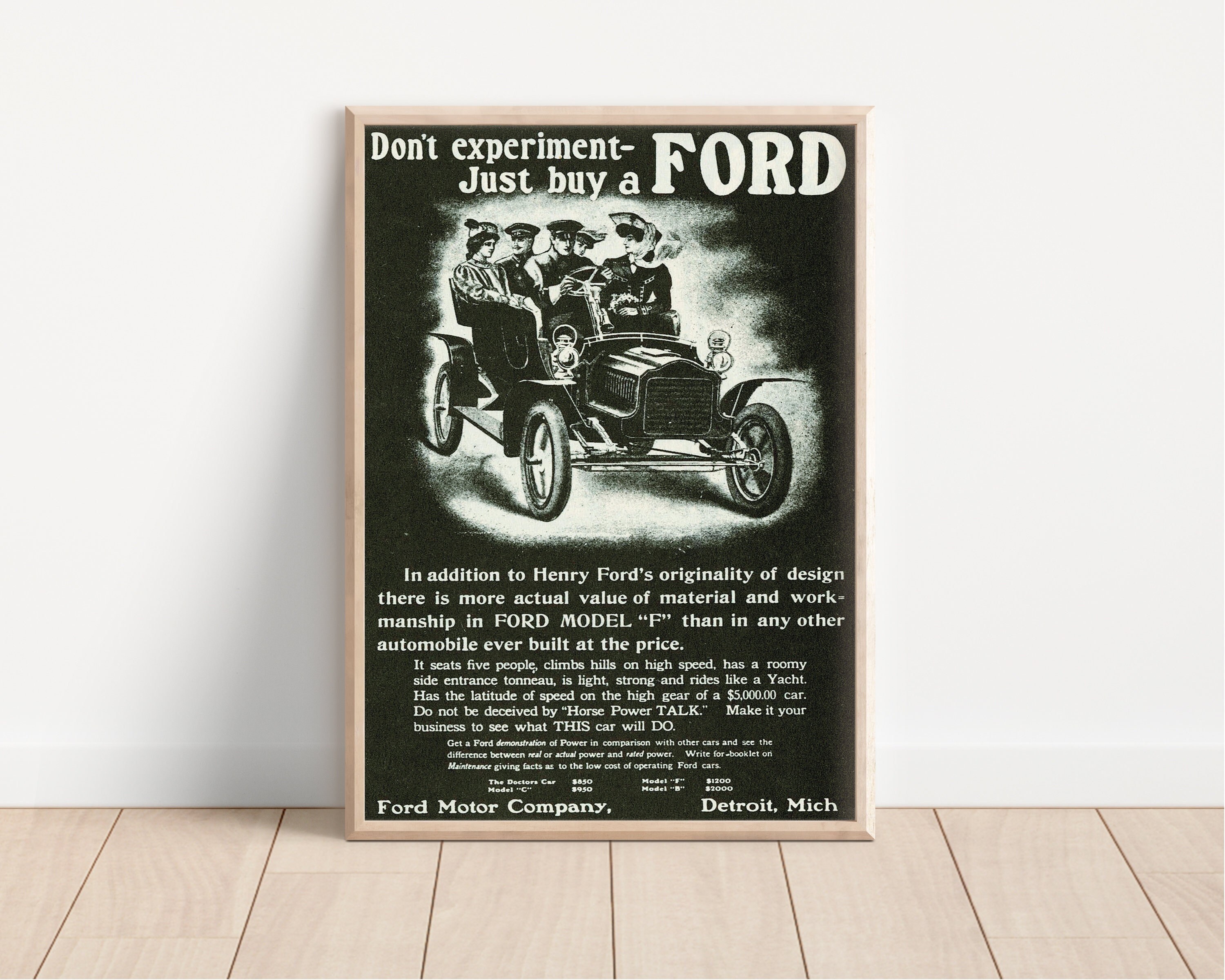 VINTAGE CAR POSTER, Ford Model F Poster, Car Poster Print, Digital Car ...