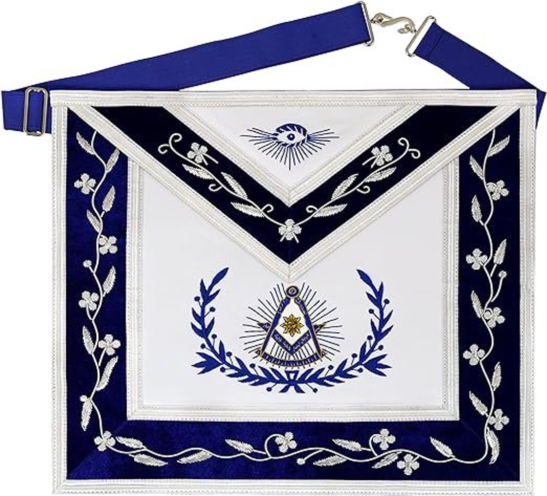Past Master With Embroidered Border Masonic 100% Lambskin Apron blue ...