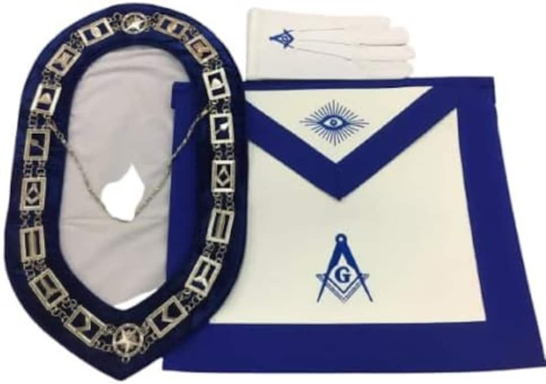 Masonic Regalia Free Masons Blue Lodge Chain Collar, Master Mason Apron ...